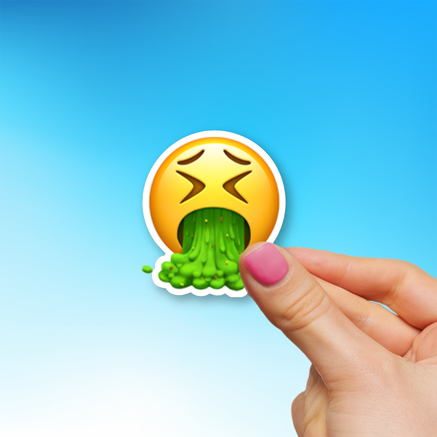 🤮 Face Vomiting Emoji Sticker - Die-Cut, Multiple Sizes – EmojiStickers.com