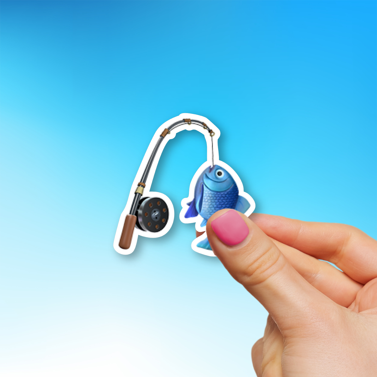 🎣 Fishing Pole Emoji Sticker - Die-Cut, Multiple Sizes – EmojiStickers.com