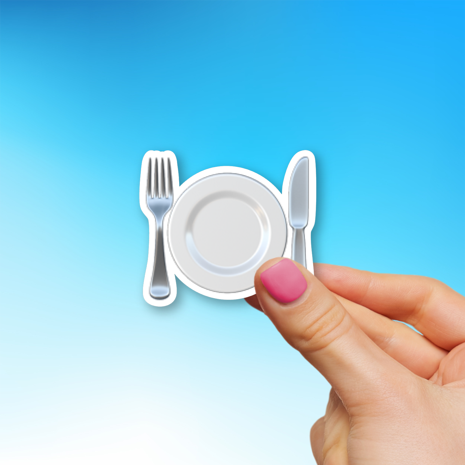 🍽️ Fork and Knife with Plate Emoji Sticker - Die-Cut, Multiple Sizes ...