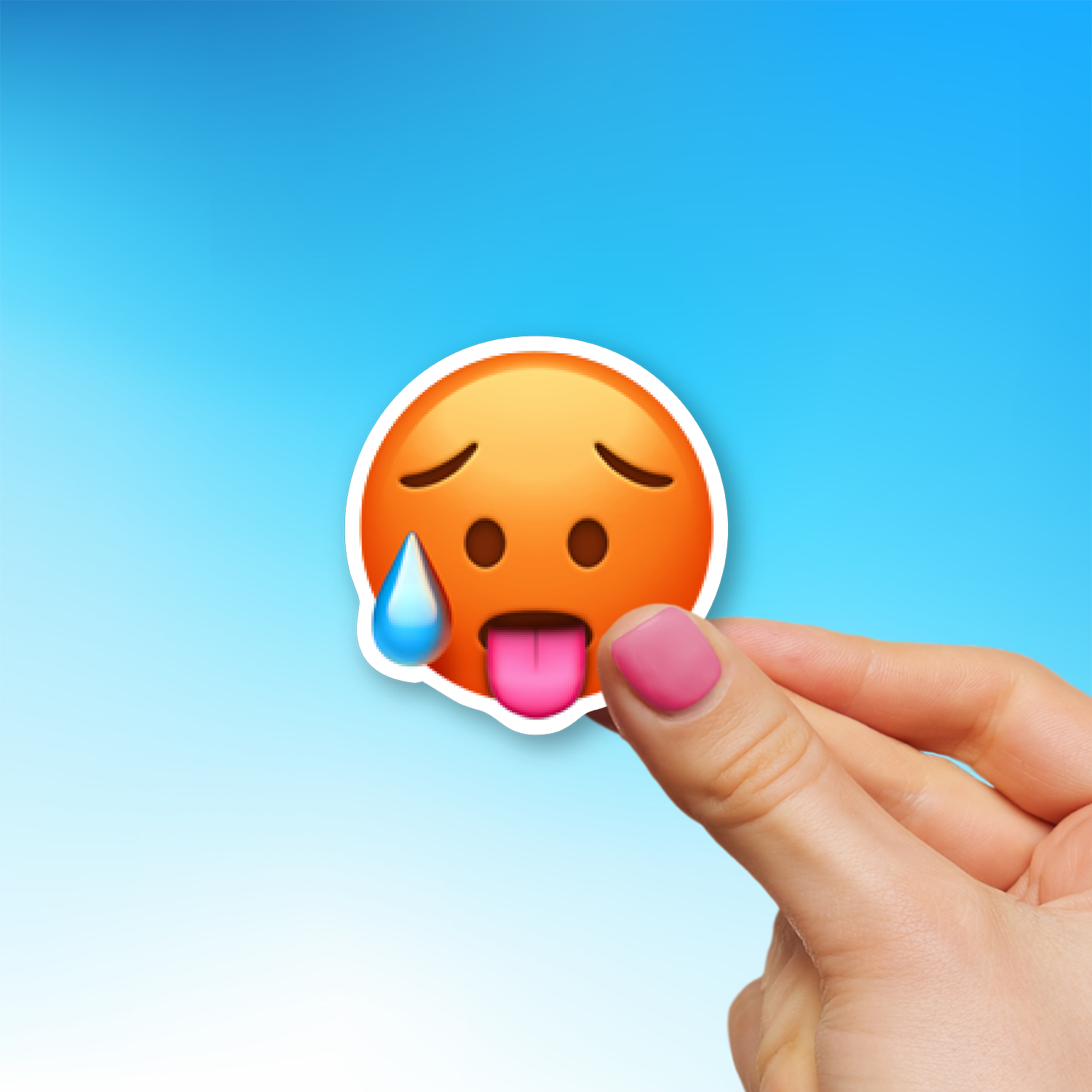 🥵 Hot Face Emoji Sticker - Die-Cut, Multiple Sizes – EmojiStickers.com