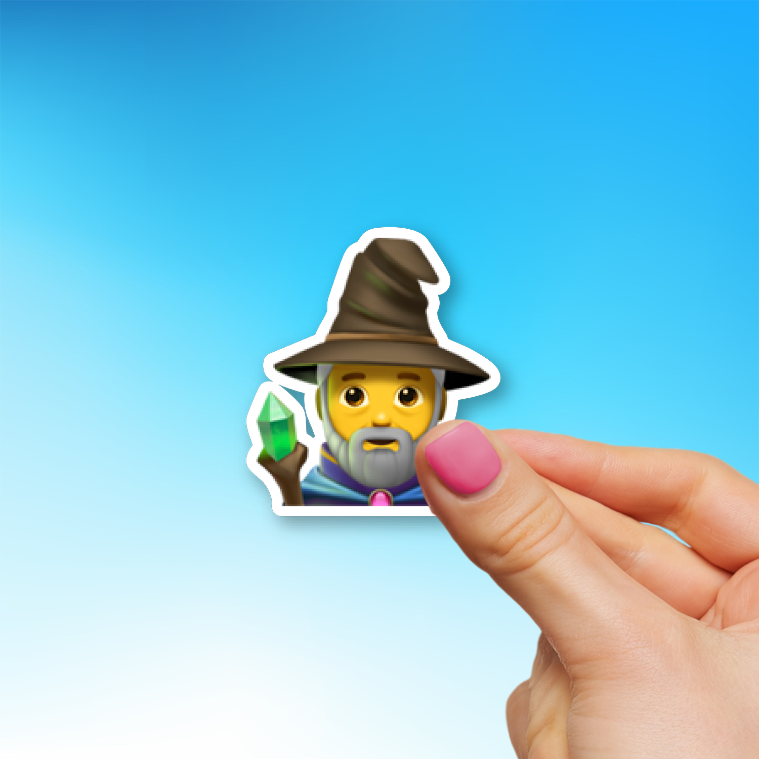 🧙‍♂️ Man Mage Emoji Sticker - Die-Cut, Multiple Sizes – EmojiStickers.com