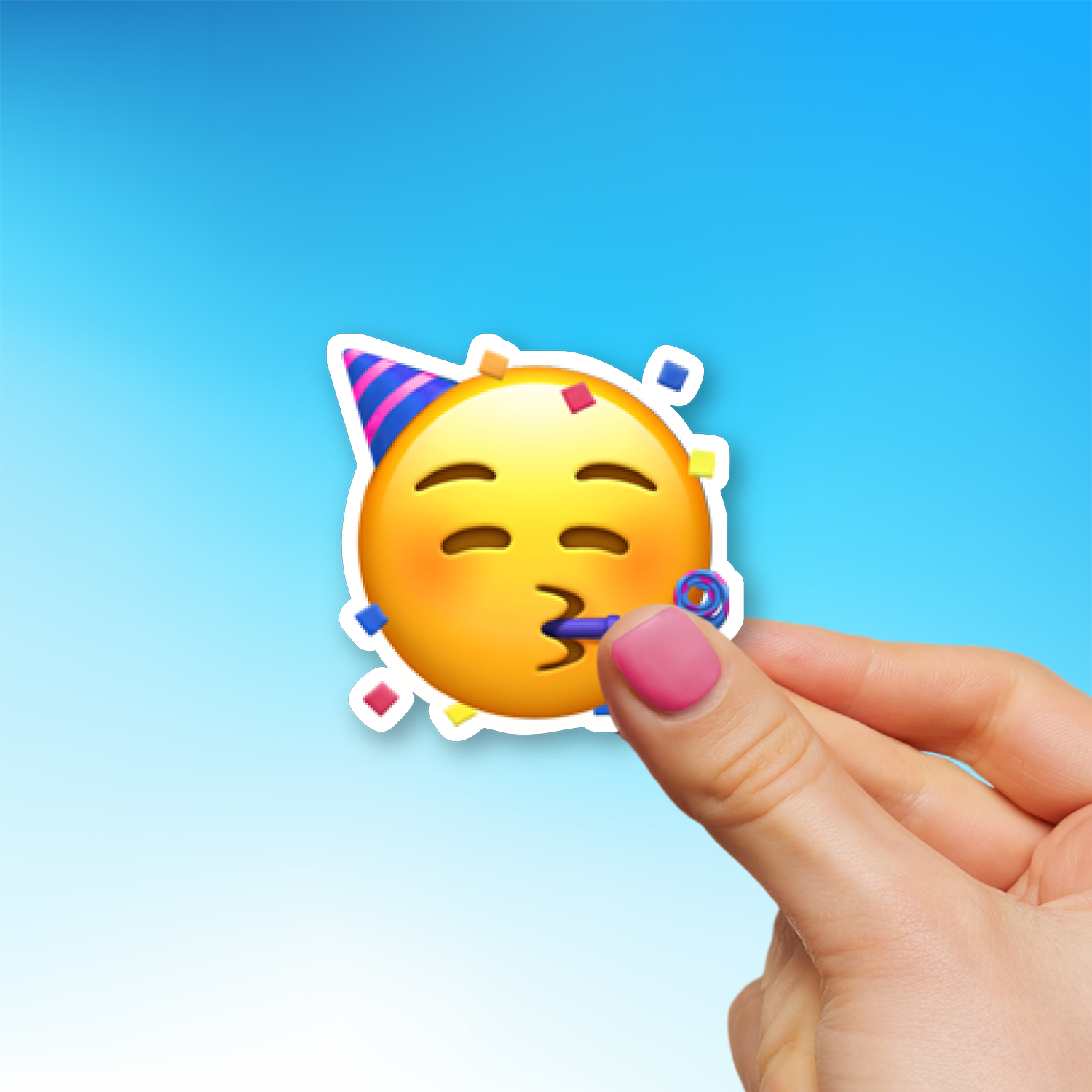 🥳 Partying Face Emoji Sticker - Die-Cut, Multiple Sizes – EmojiStickers.com