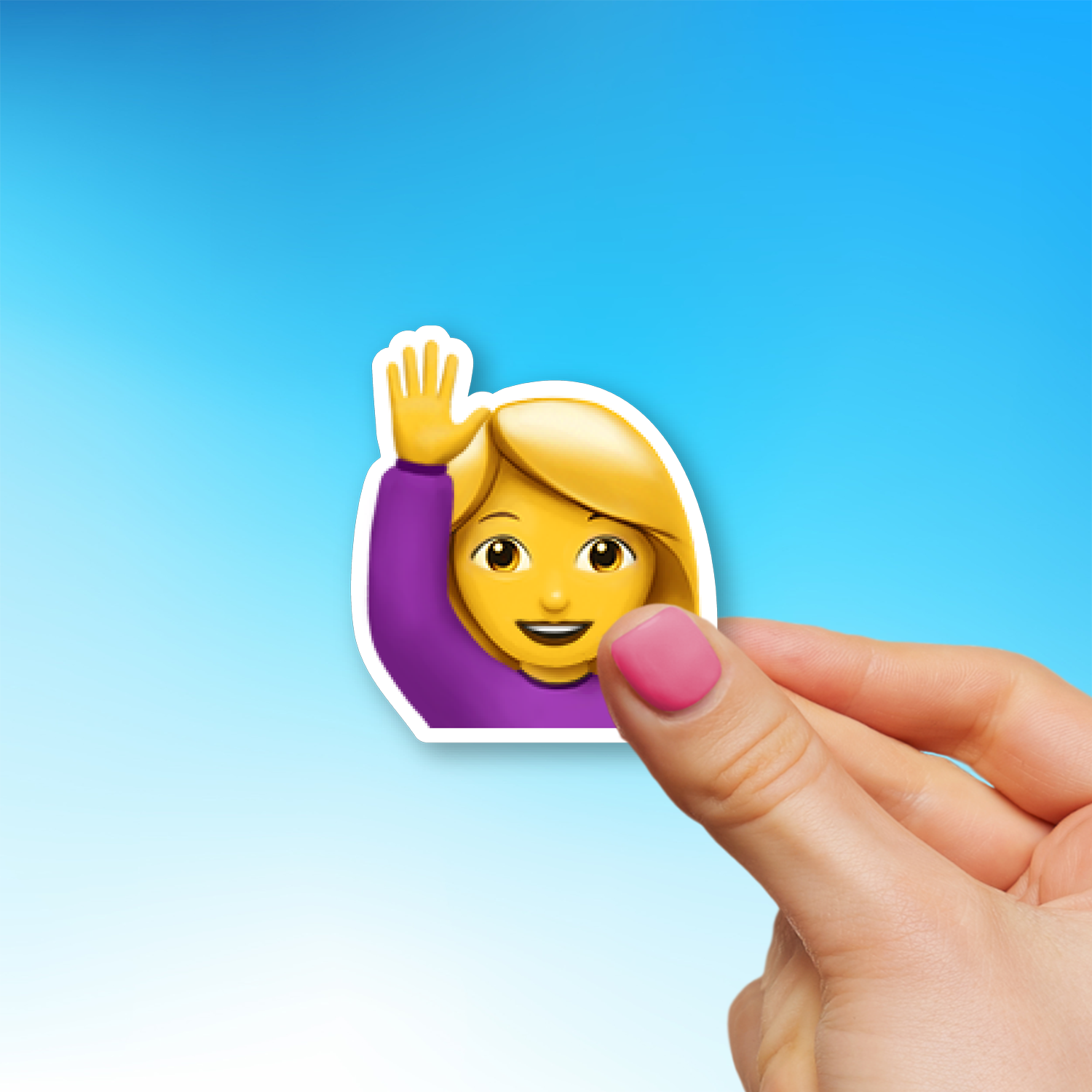🙋‍♀️ Woman Raising Hand Emoji Sticker - Die-Cut, Multiple Sizes ...